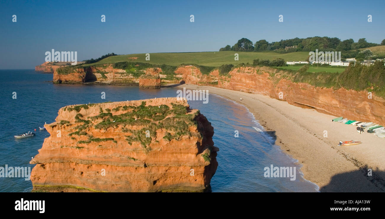 UK England Devon red cliffs of Ladram Bay Stock Photo - Alamy