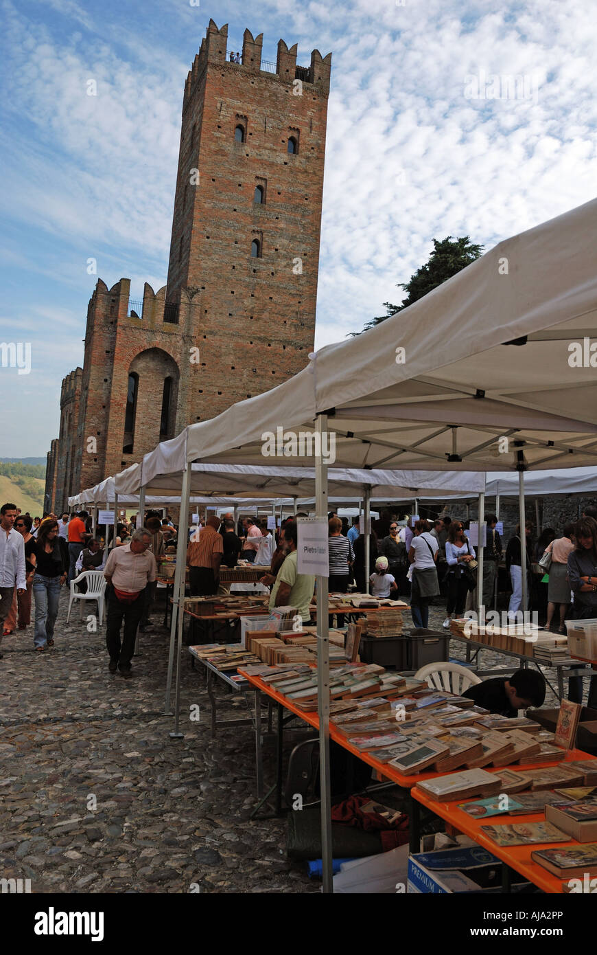 An antique book fair in a castle in Italy Stock Photo - Alamy