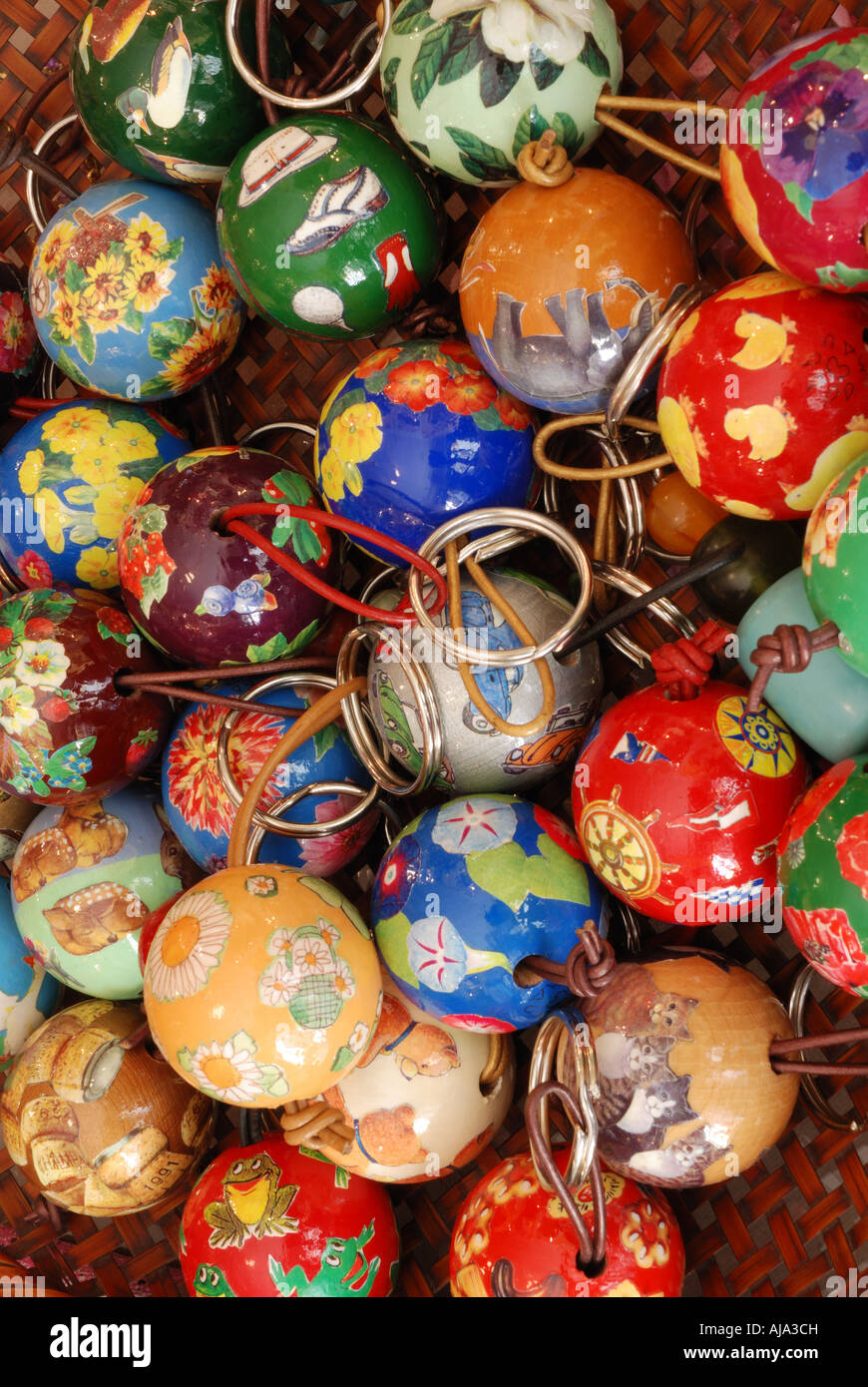 A colourful display of key rings Stock Photo - Alamy