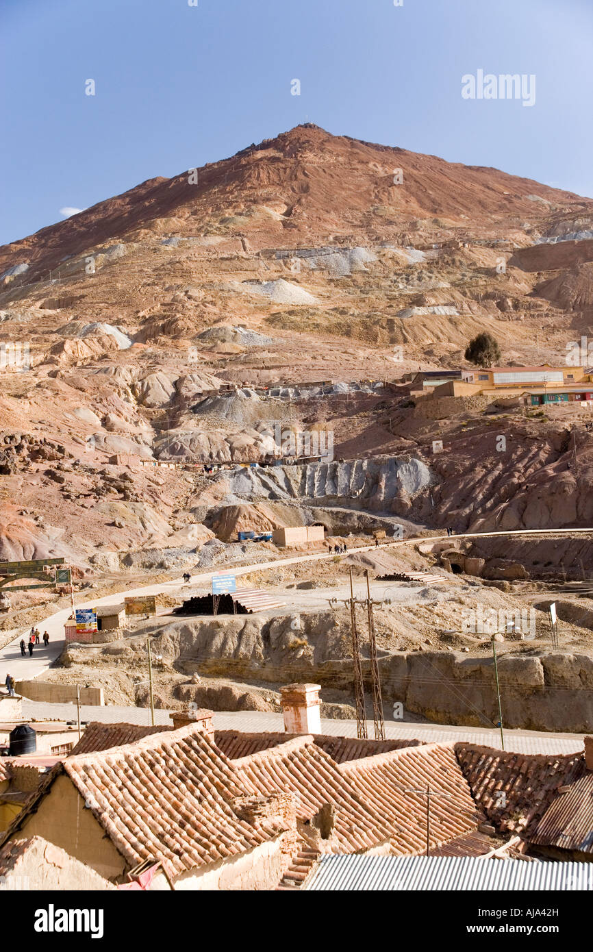 Cerro Rico mountain and the many mines above Potosi in Bolivia Stock ...