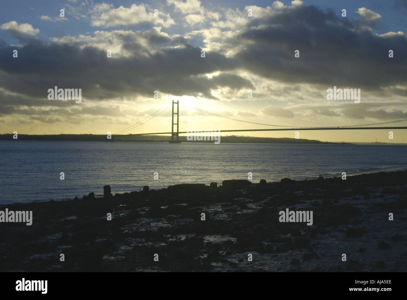 Humber Bridge at sunset Stock Photo - Alamy