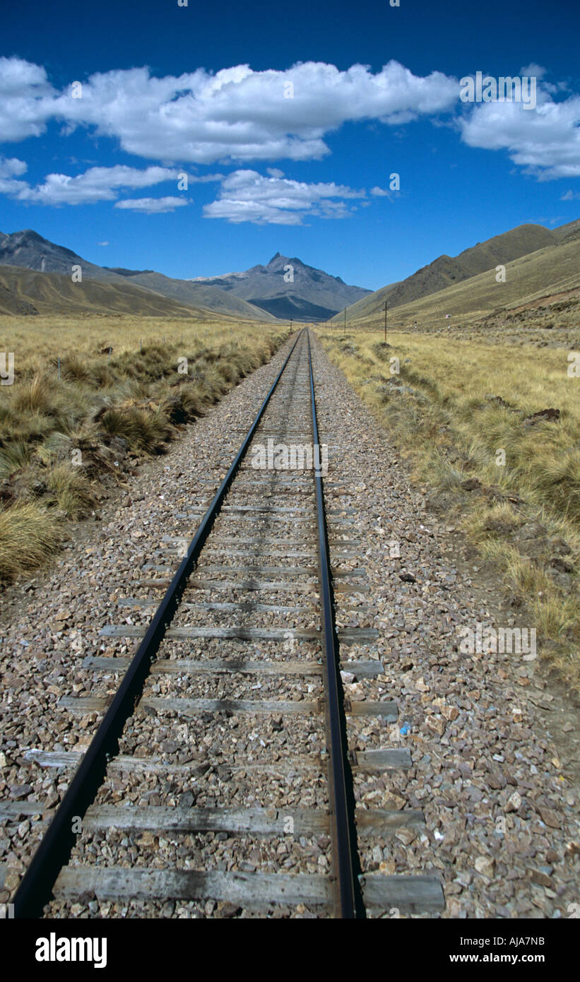 Railway track through the Andes mountain range, Puno to Cusco Perurail ...