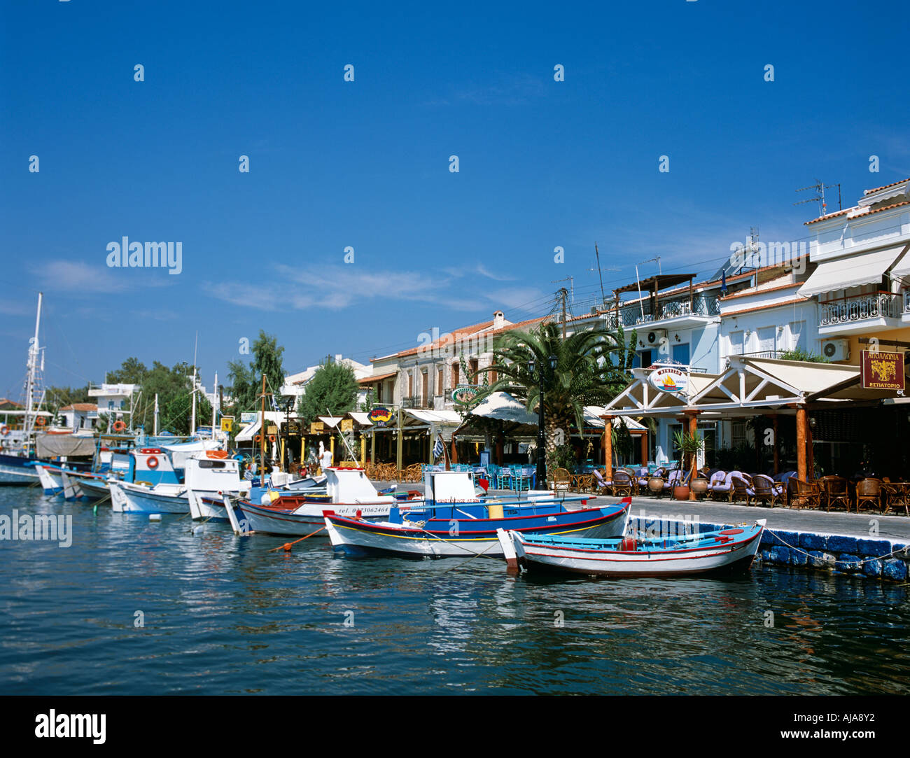 The Harbour Pythagoria Samos Greek Islands Greece Hellas Stock Photo ...