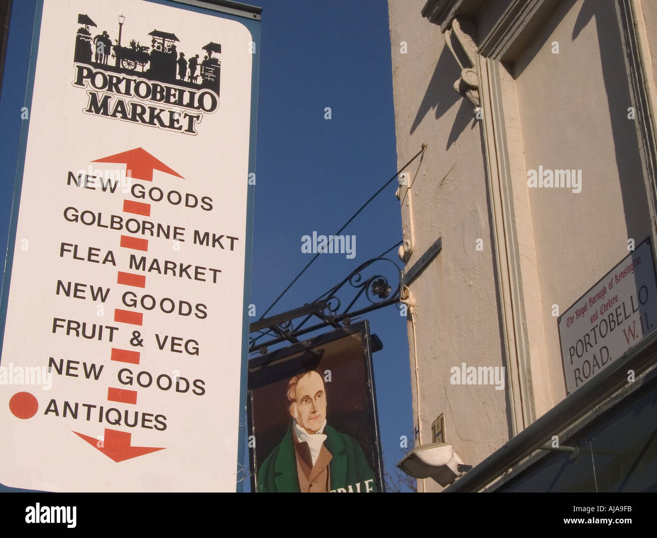 Portobello road w11 street sign hi-res stock photography and images - Alamy
