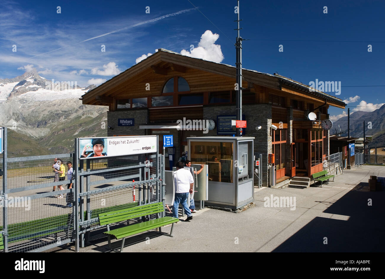 Riffelberg station on the Gornergrat Bahn railway near Zermatt Wallis ...
