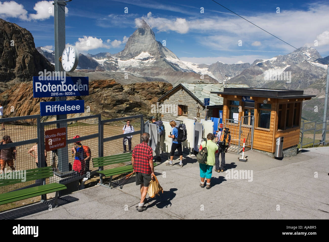 Rotenboden station on the Gornergrat Bahn railway near Zermatt Wallis ...