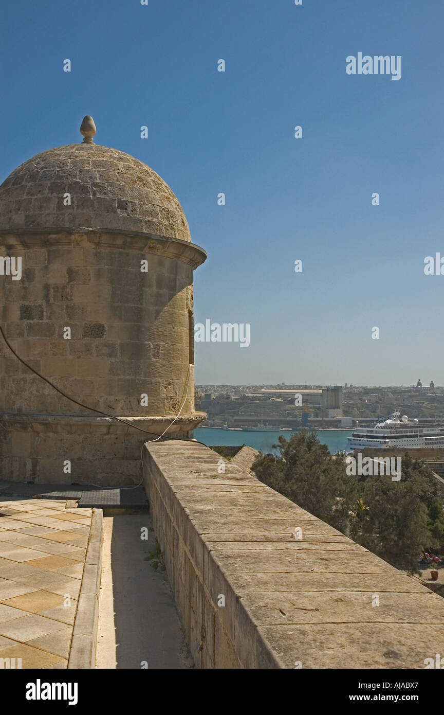 Malta Valletta small bastion tower city walls Stock Photo - Alamy