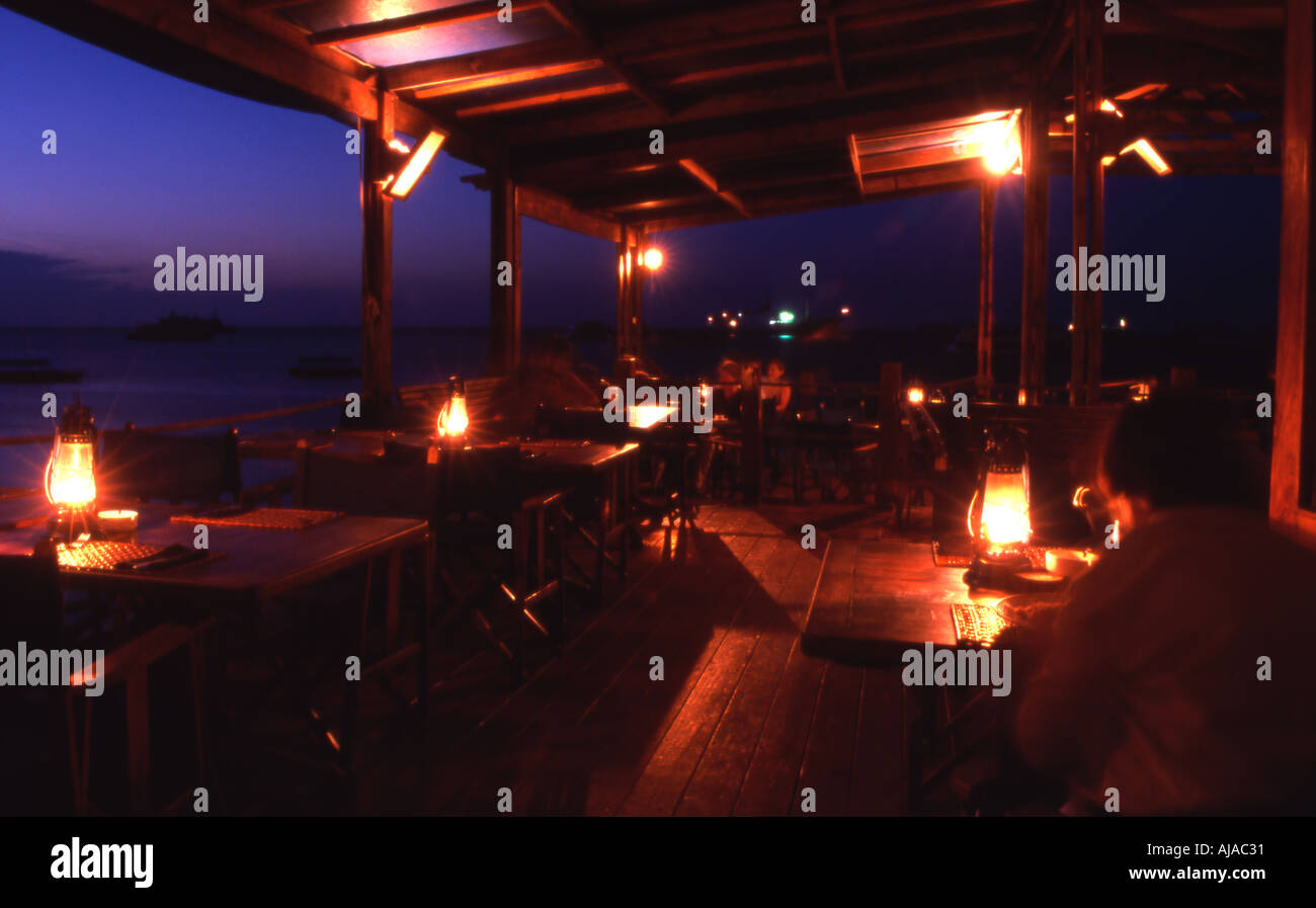 Tanzania Zanzibar Stone Town Inside Blues Restaurant at night Stock ...