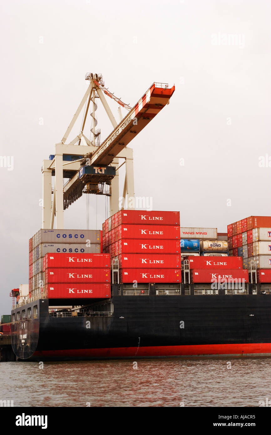 Yang Ming container ship in the port of Hamburg Germany May 2006 Stock ...