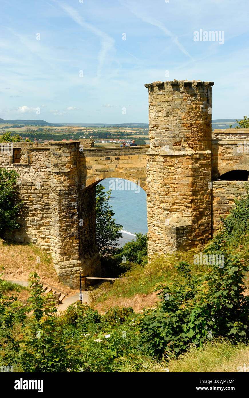 Castle gateway overlooking North Bay Scarborough North Yorkshire ...