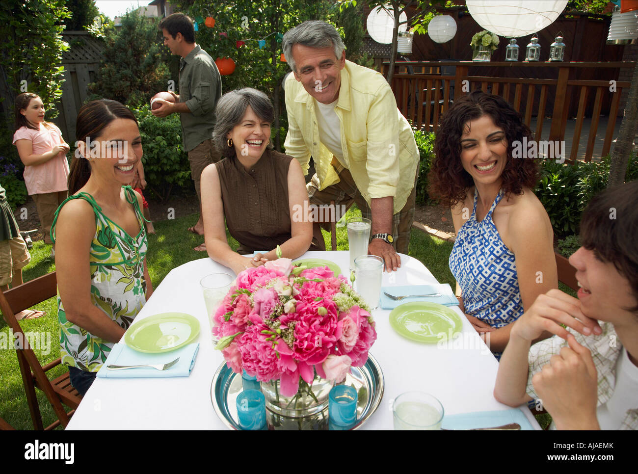 Grandma with child at home terrace hi-res stock photography and images ...