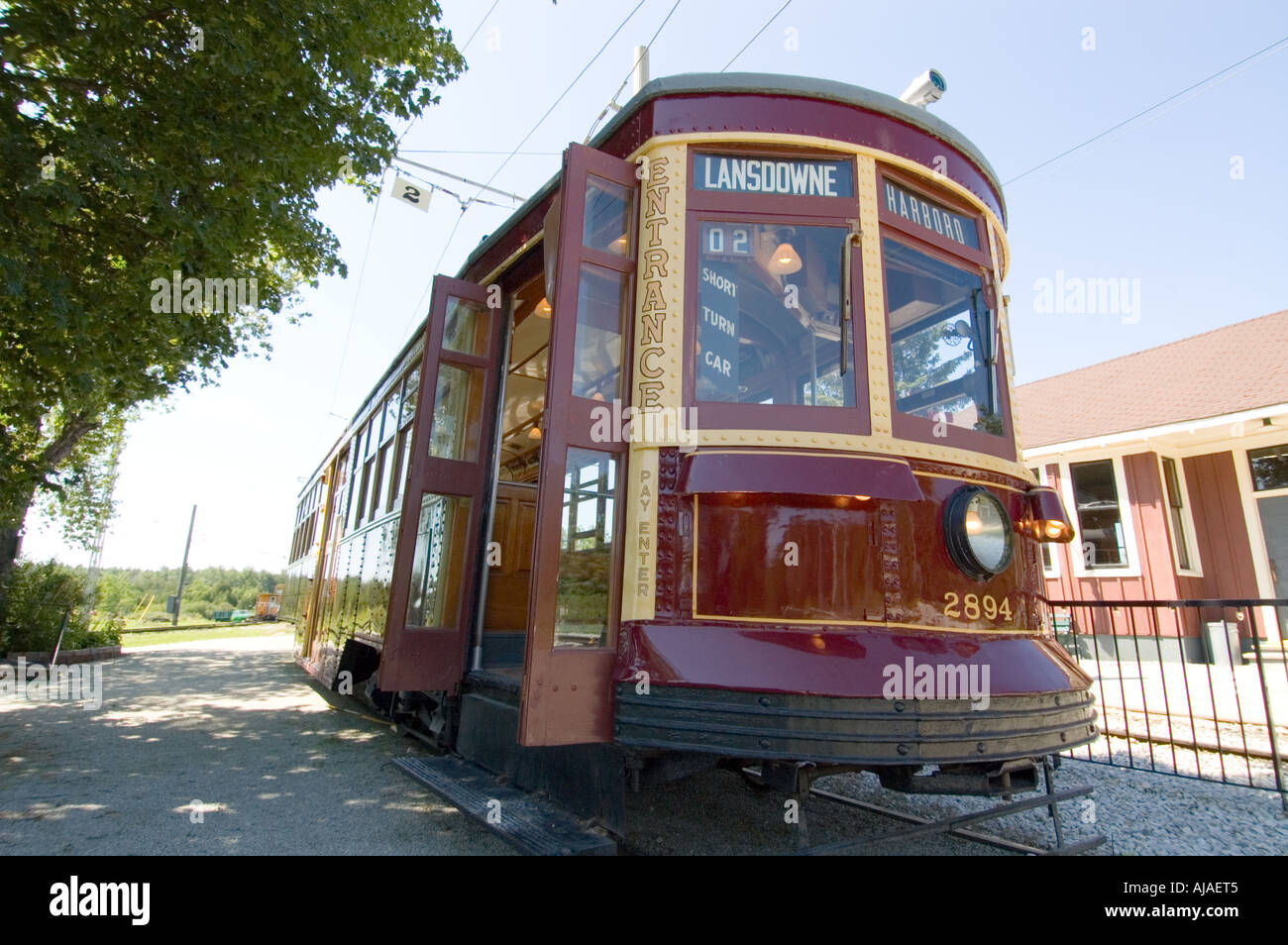 Front view of antique street car Stock Photo - Alamy