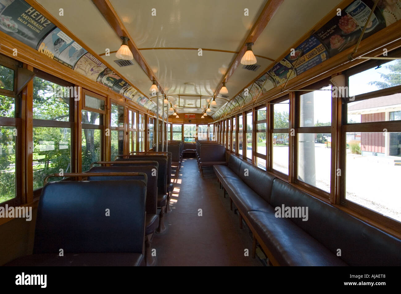 Interior of antique electric train Stock Photo - Alamy