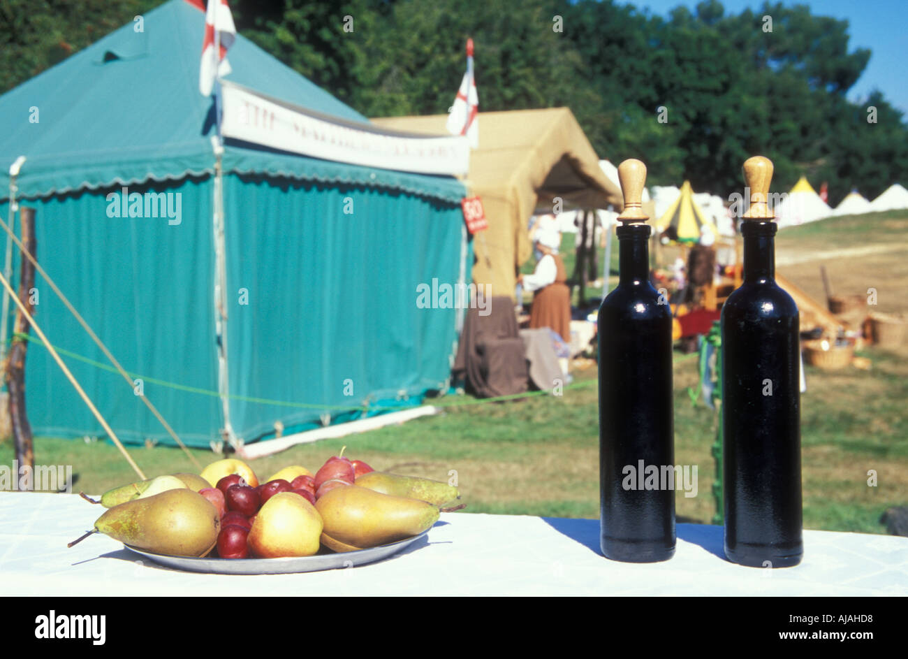 Medieval Traders Row with period demonstrators at Herstmonceux castle ...