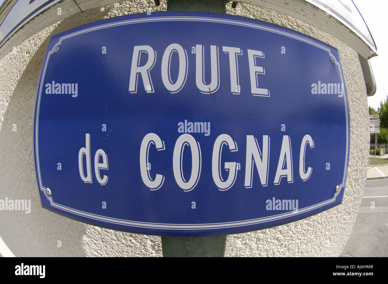 blue sign route de cognac famous spirit drink alcohol strong booze ...