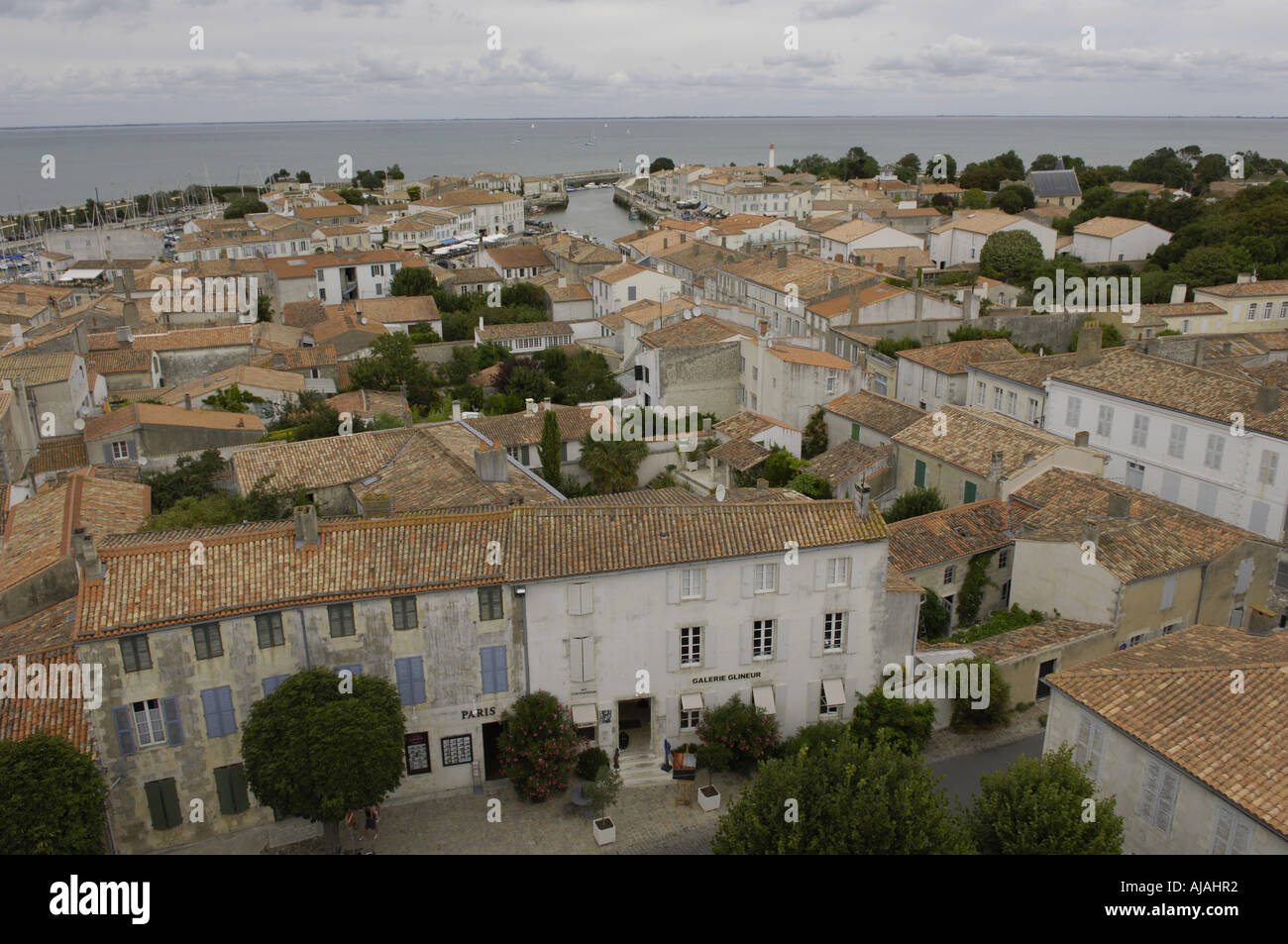 aerial view saint martin de re il de re island coast coastal houses ...