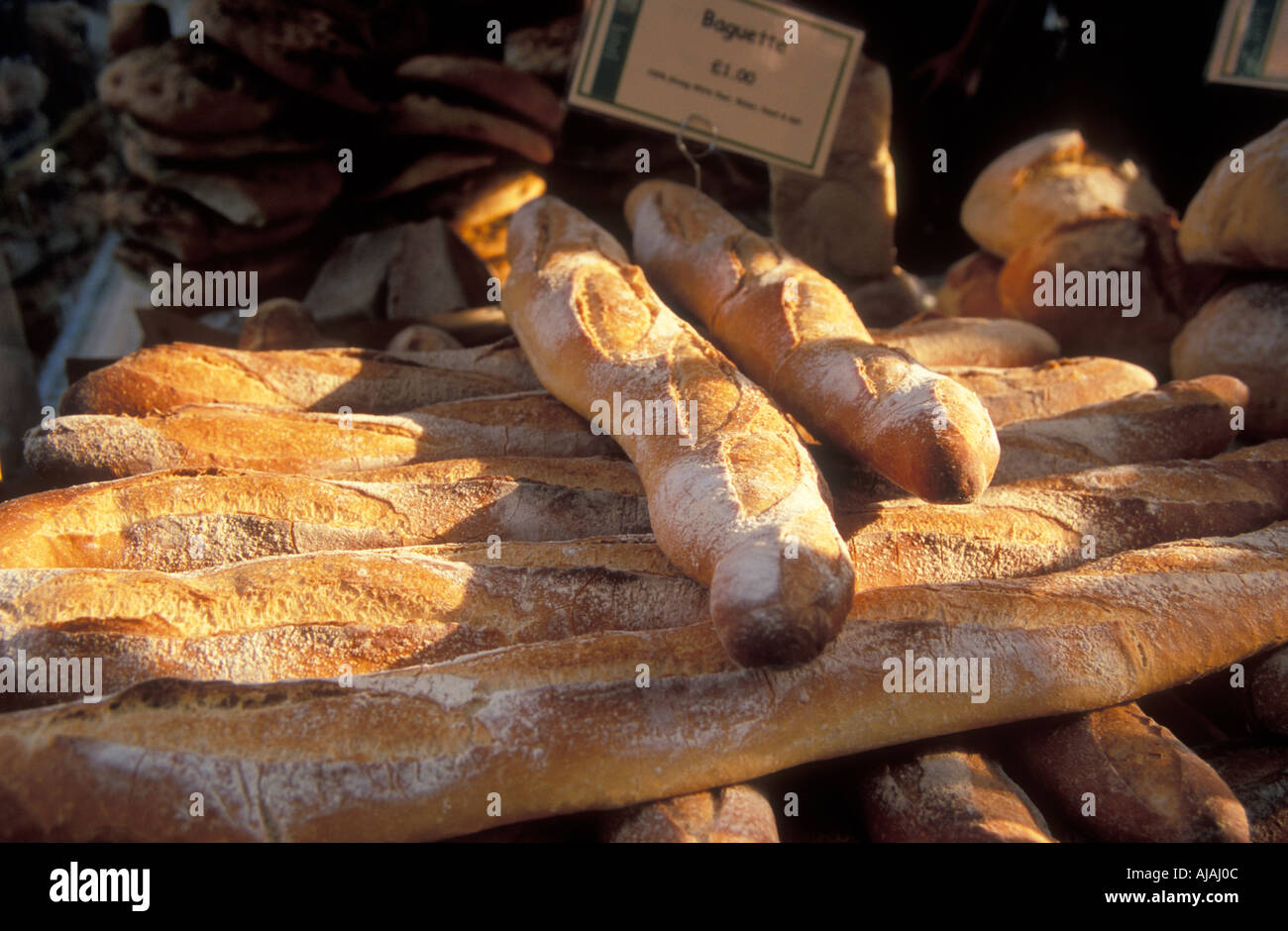 French sticks on display in a shop in Regents Street London Stock Photo ...