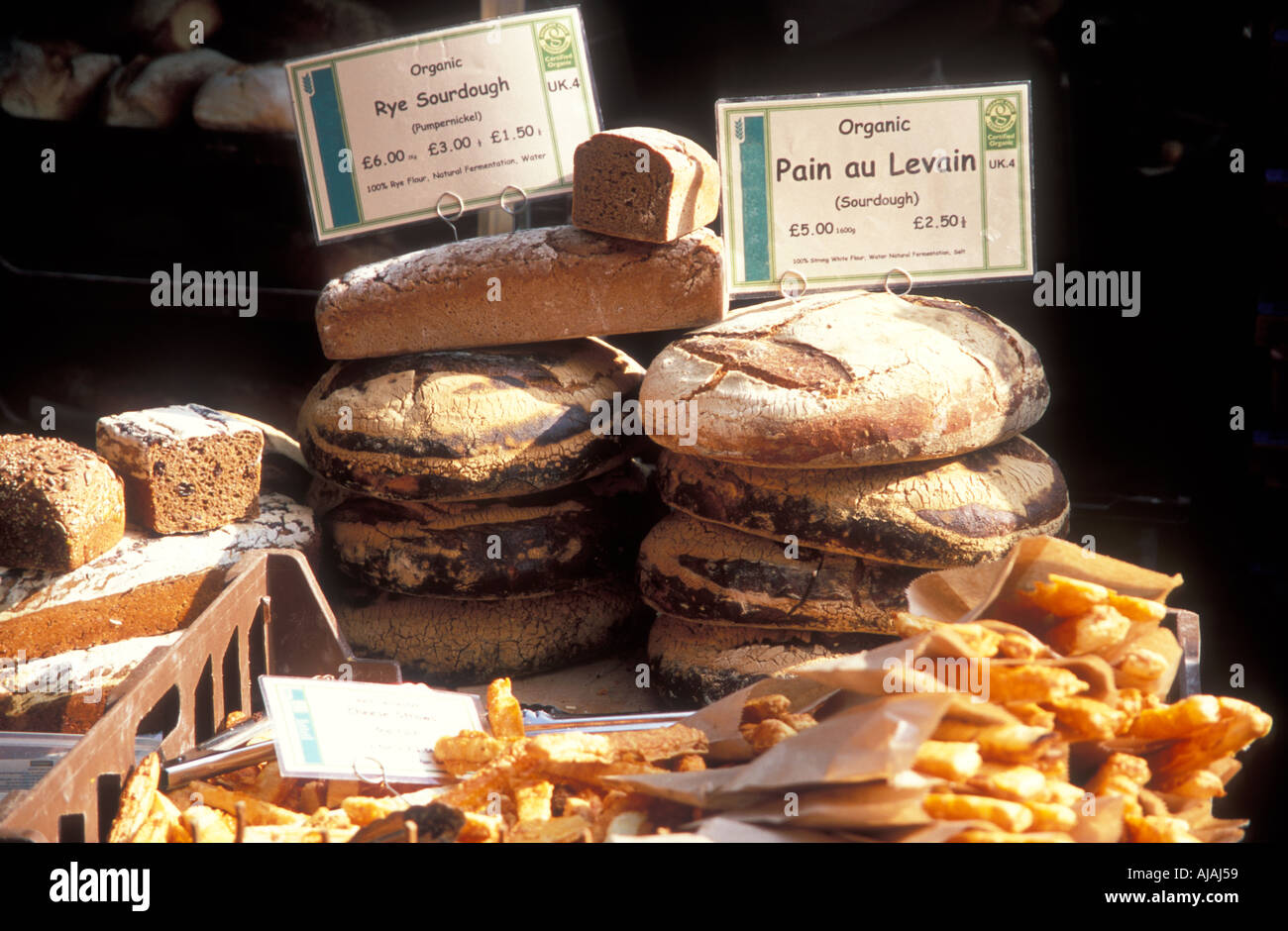 Numerous loaves of various kinds of bread shop in Regents Street London ...