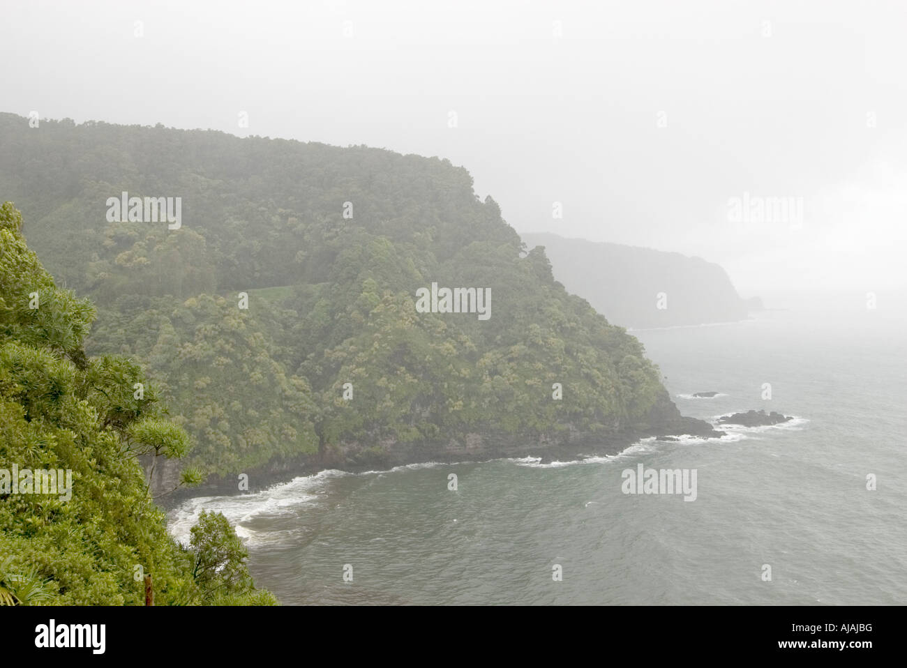 Seascape taken on the Road to Hana, Maui, Hawaii, U.S.A., with mist ...