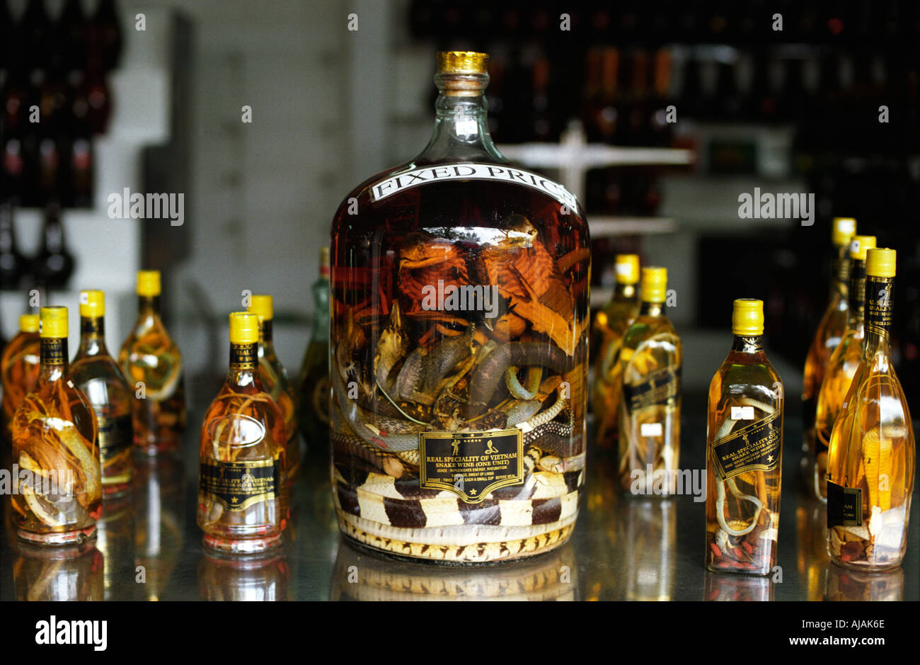 Snake wine bottles Ho Chi Minh City Saigon Vietnam Stock Photo - Alamy