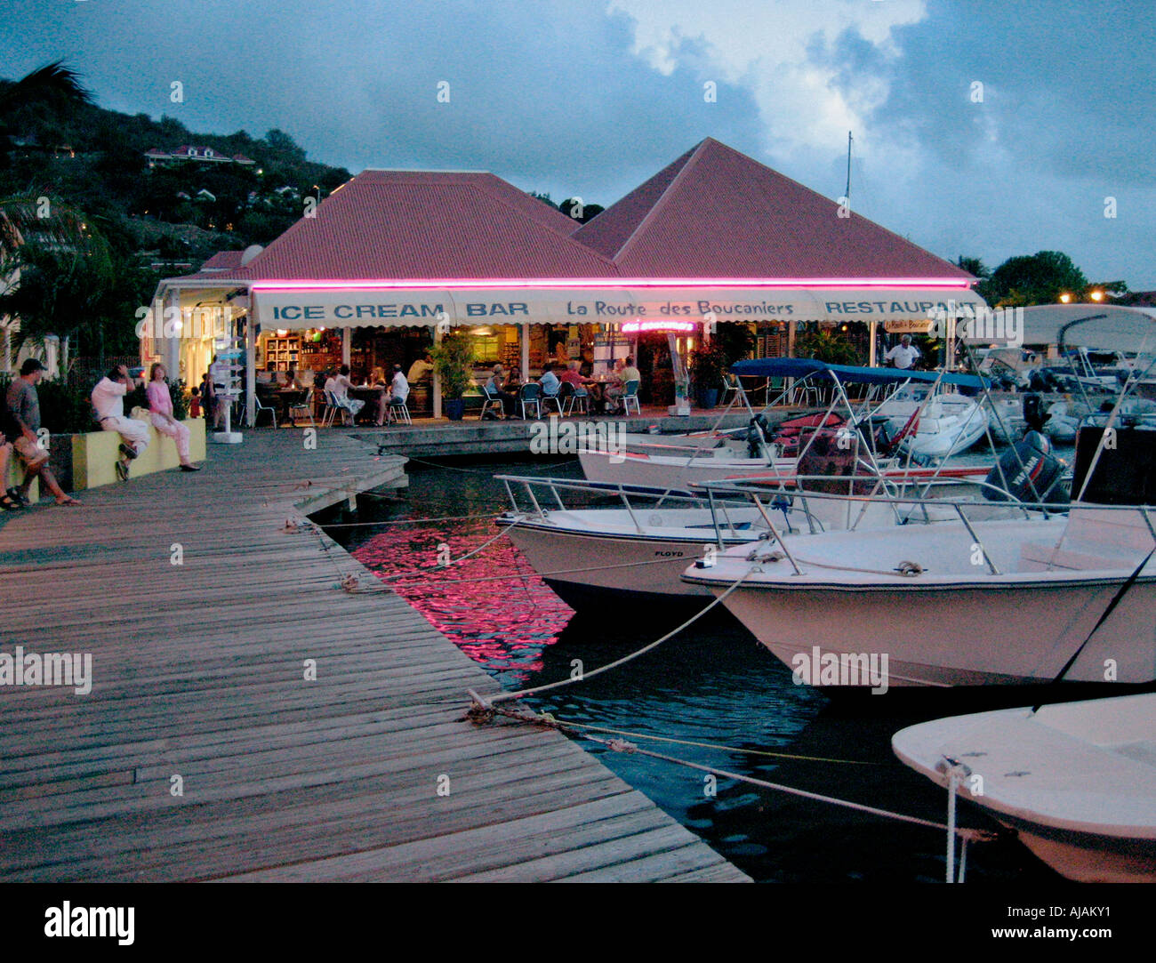 St Barths, port of Gustavia at dusk Stock Photo - Alamy
