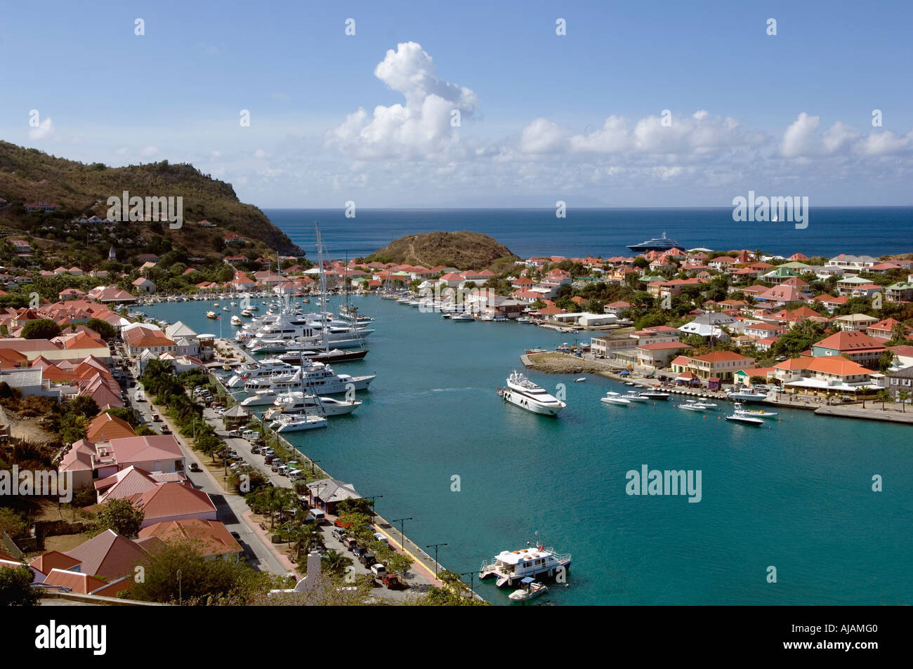 Saint Barthélemy French West Indies View over the port of Gustavia the ...