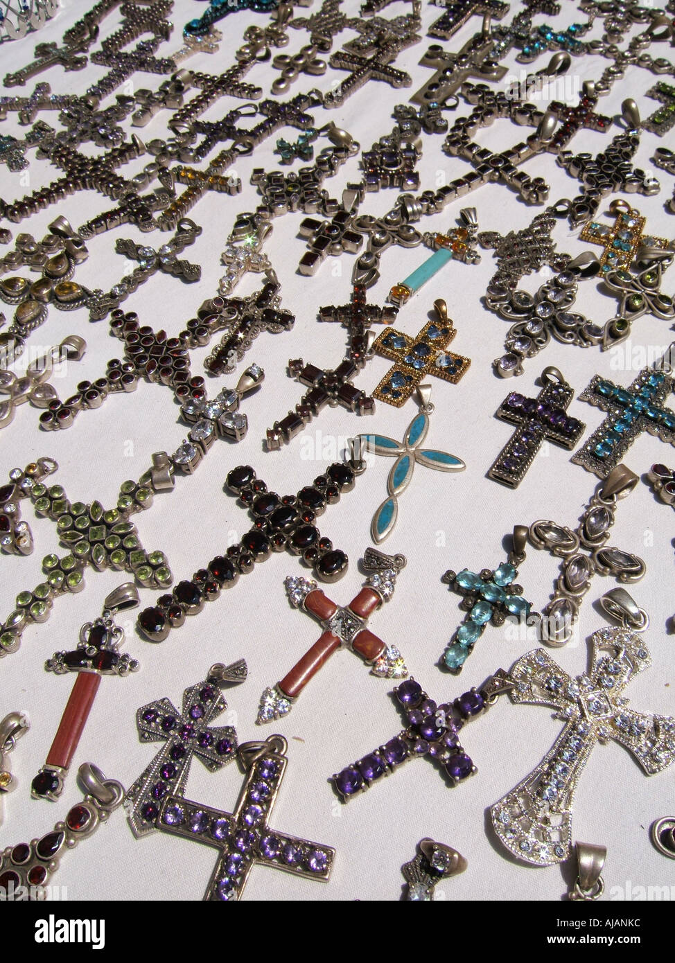 christian crosses for sale at porta portese market in rome Stock Photo ...
