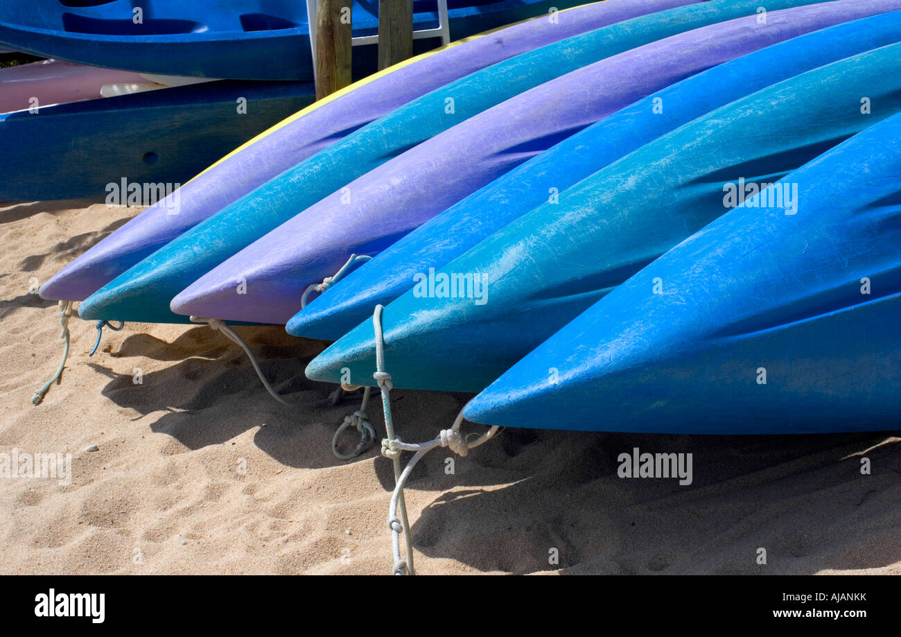 Coloured Canoes 2 Stock Photo - Alamy