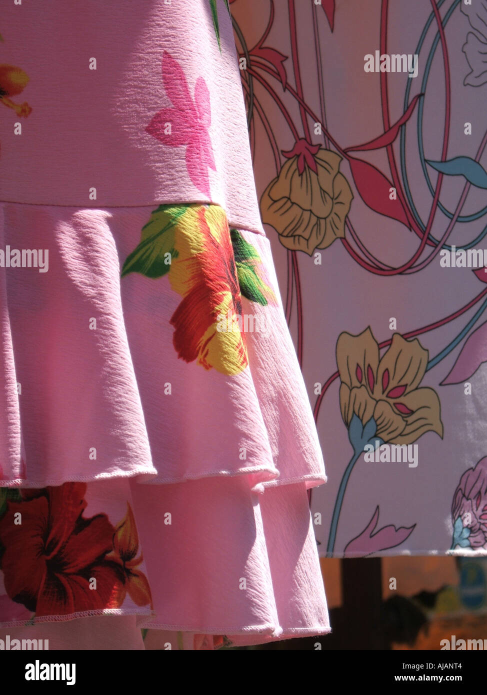 female floral dress on market stall Stock Photo - Alamy