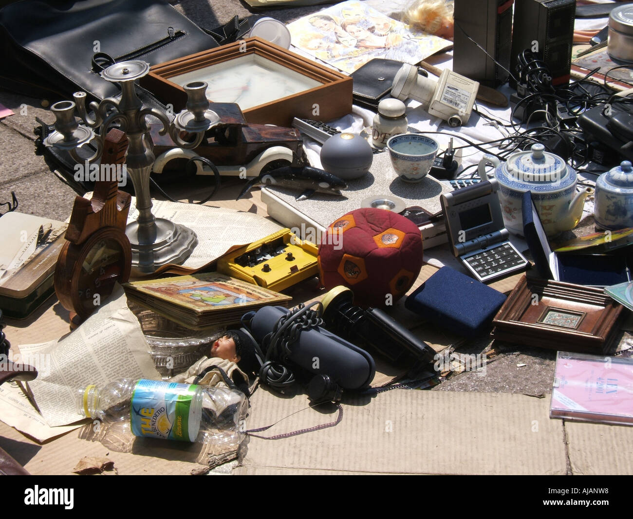 goods for sale at porta portese market in rome italy Stock Photo - Alamy