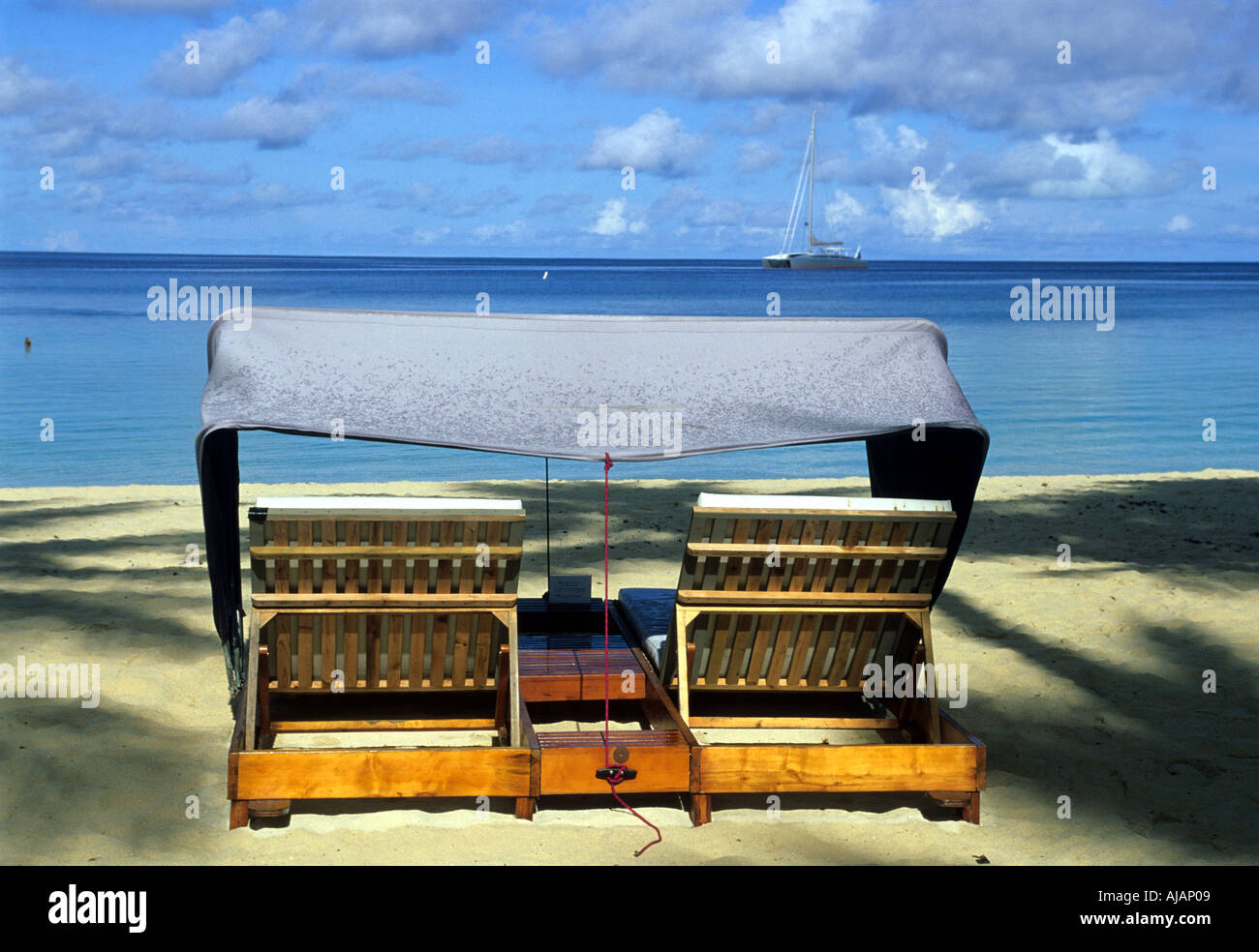 Sunlounger at the Pan Pacific Resort Palau Indian Ocean Stock Photo - Alamy
