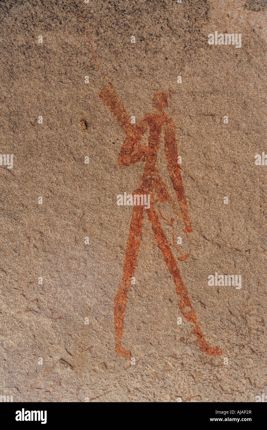 San or Bushman painting inside Nswatugi Cave in Matobo National Park ...