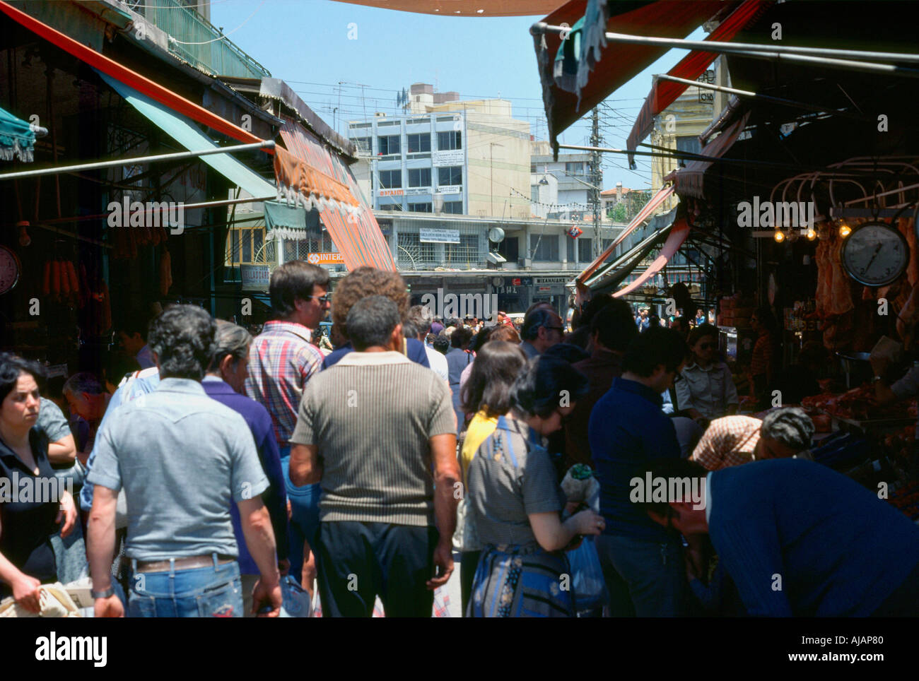 crete greece street life in Heraklion Market street with lots of ...