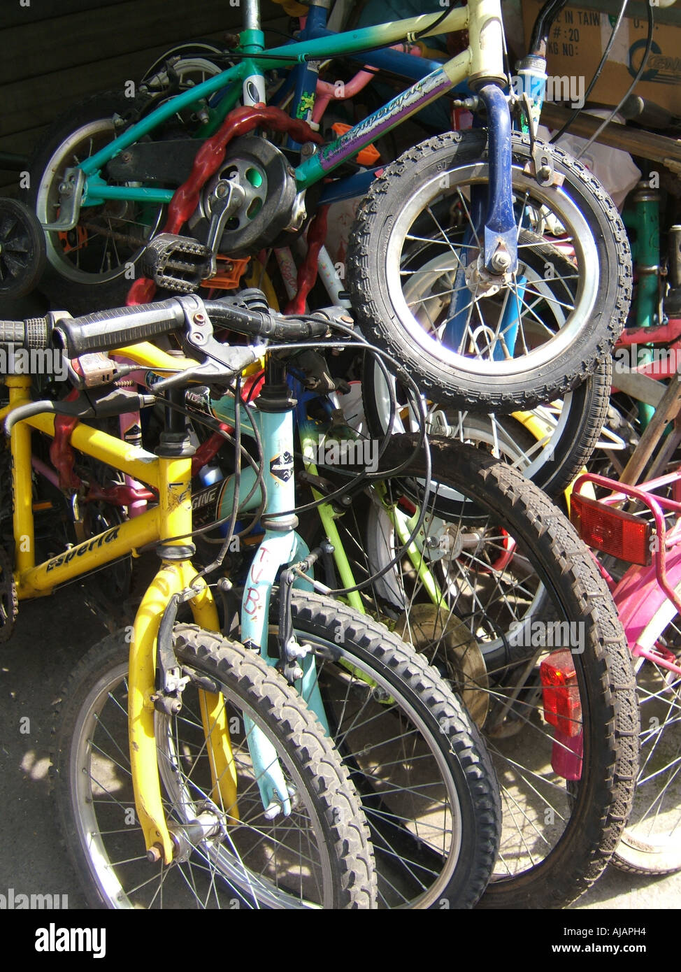 pile of second hand bikes Stock Photo - Alamy