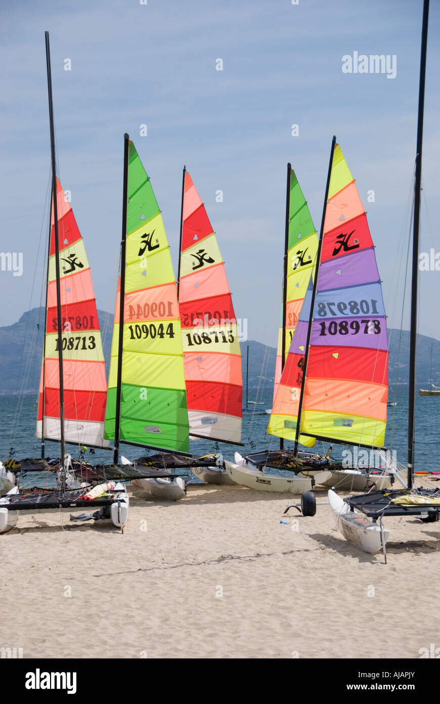 wind sailing boats on beach Stock Photo - Alamy