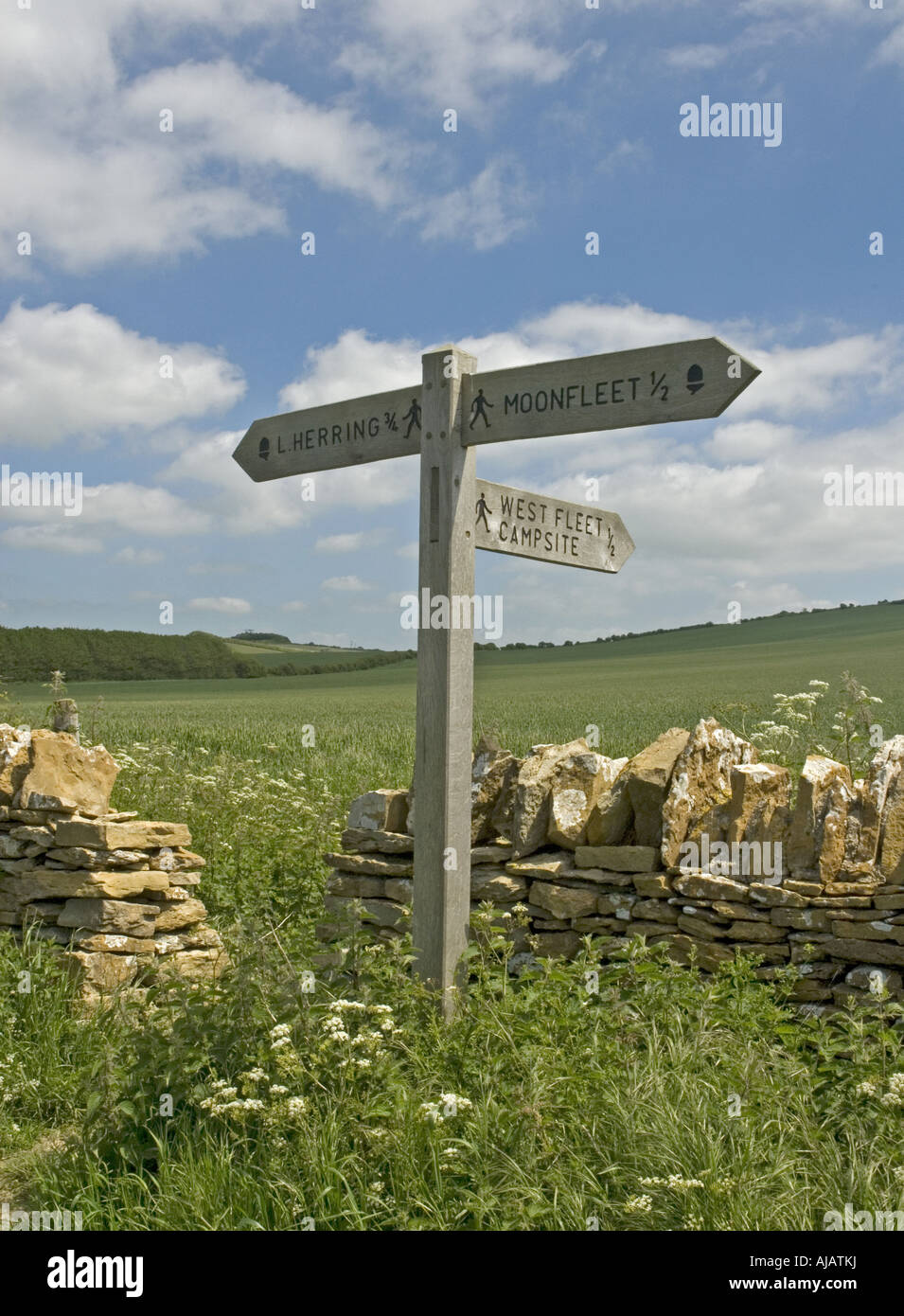 Signpost on the South West Coast Path near Langton Herring, Dorset ...