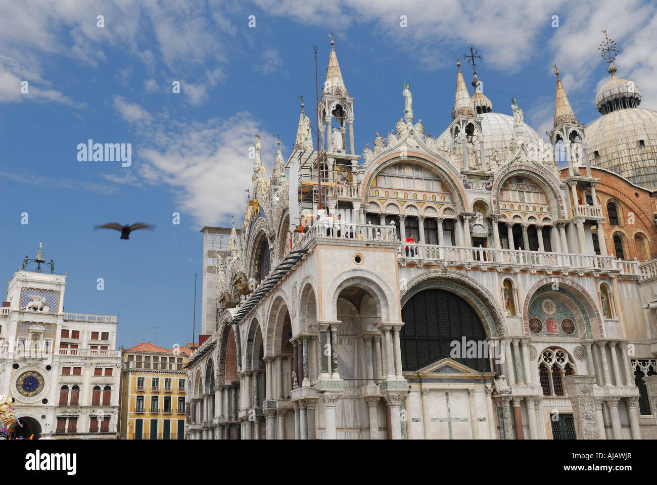 Side view of gothic architecture of St Marks Basilica in San Marco ...