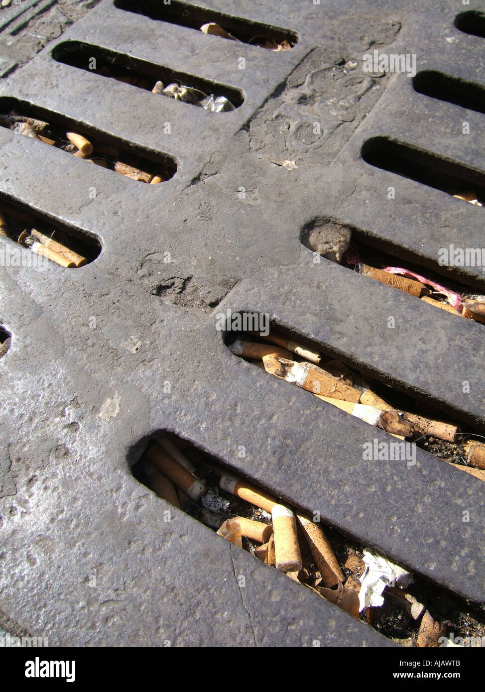 cigarette stubs in drain Stock Photo - Alamy