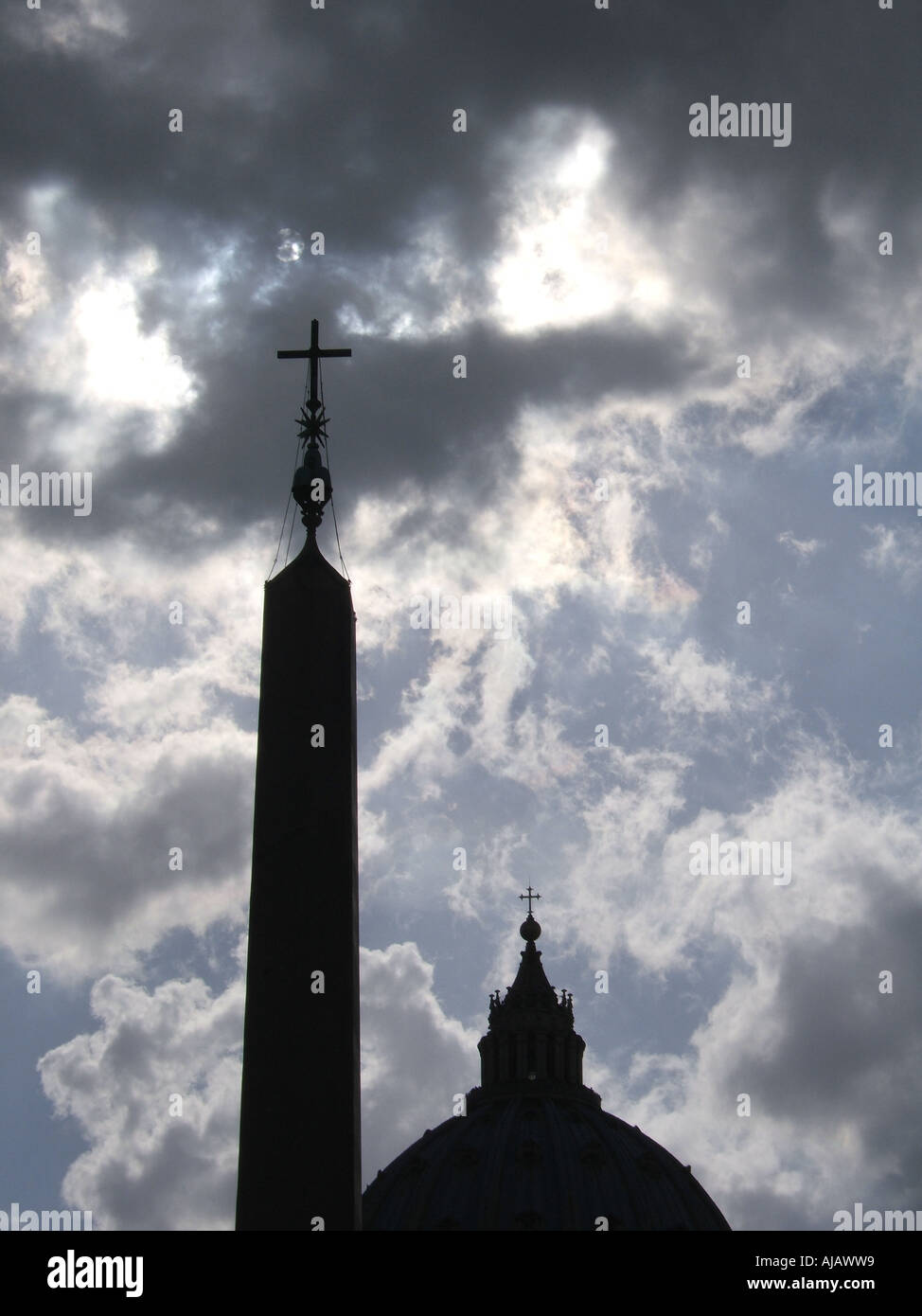 st peter's dome and obelisk in rome Stock Photo - Alamy