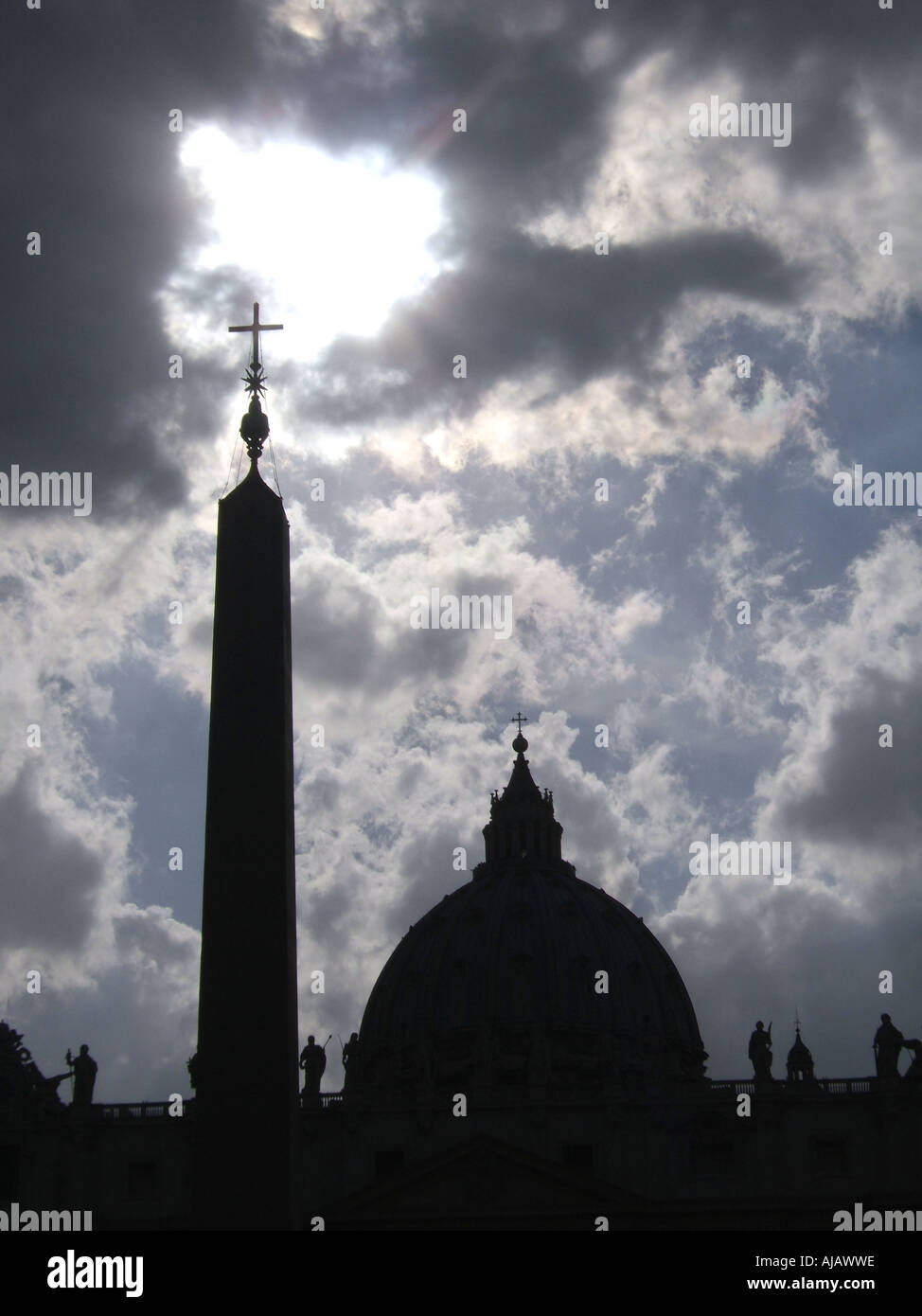 st peter's dome and obelisk in rome Stock Photo - Alamy