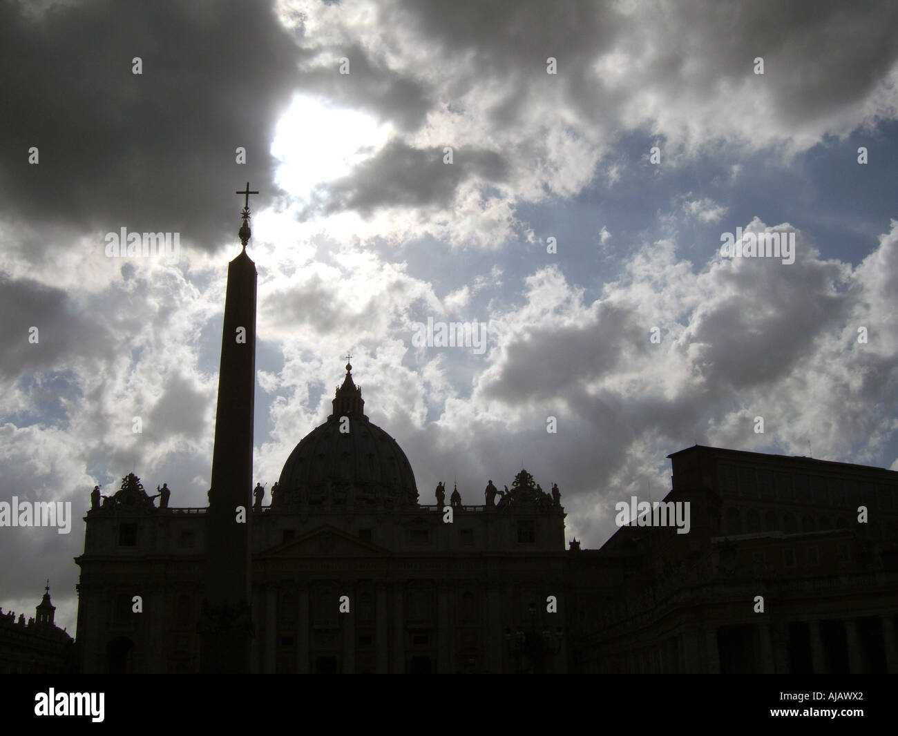 st peter's dome and obelisk in rome Stock Photo - Alamy