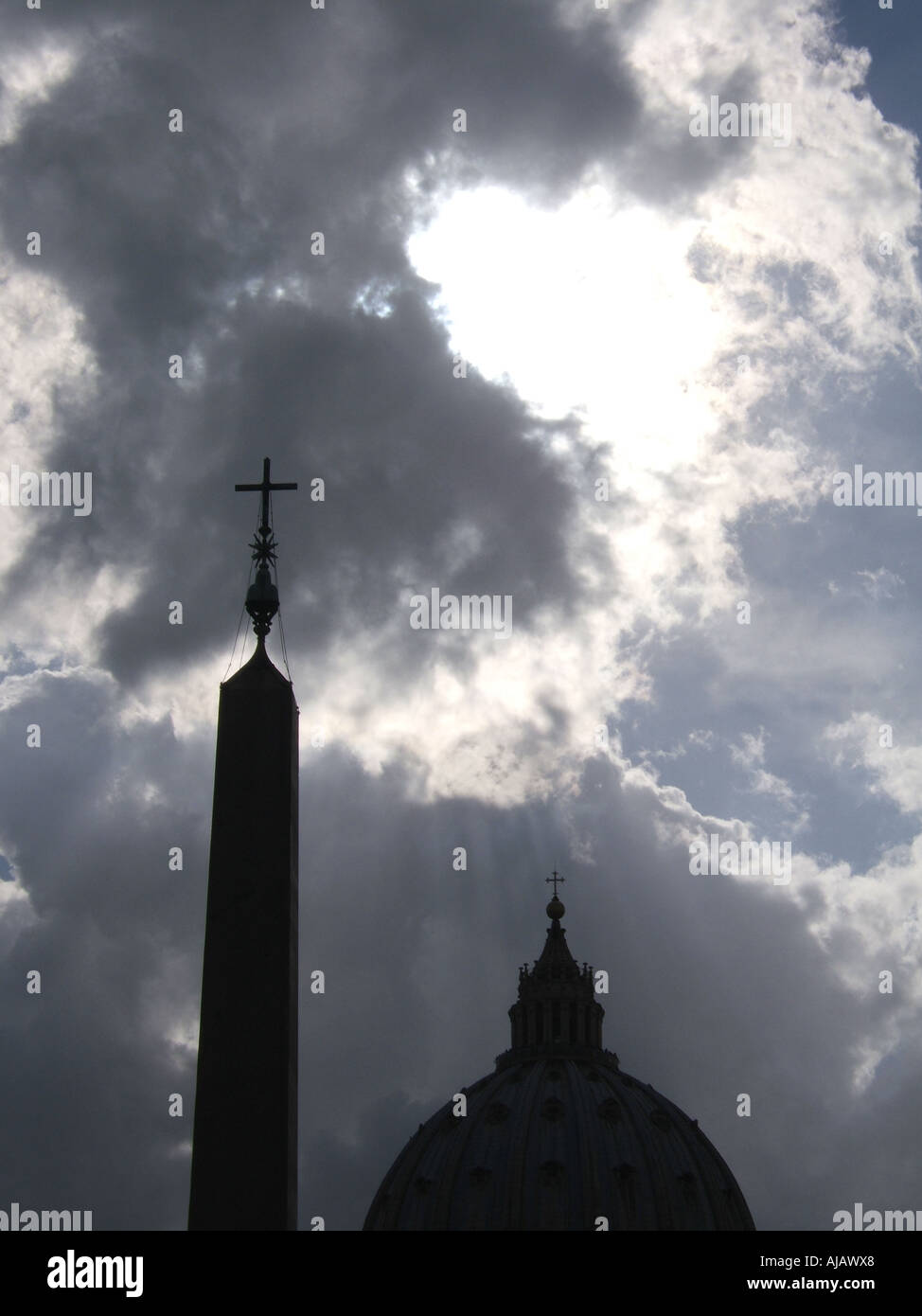 st peter's dome and obelisk in rome Stock Photo - Alamy