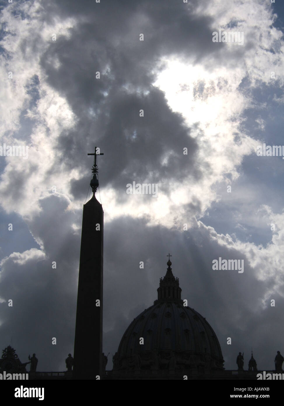st peter's dome and obelisk in rome Stock Photo - Alamy