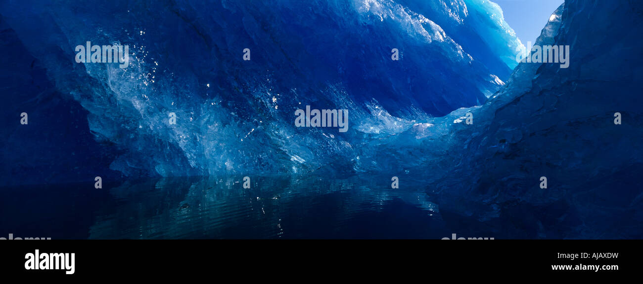 Greenland Aappilattoq Deep blue iceberg from Nuup Kangerlua floating in ...