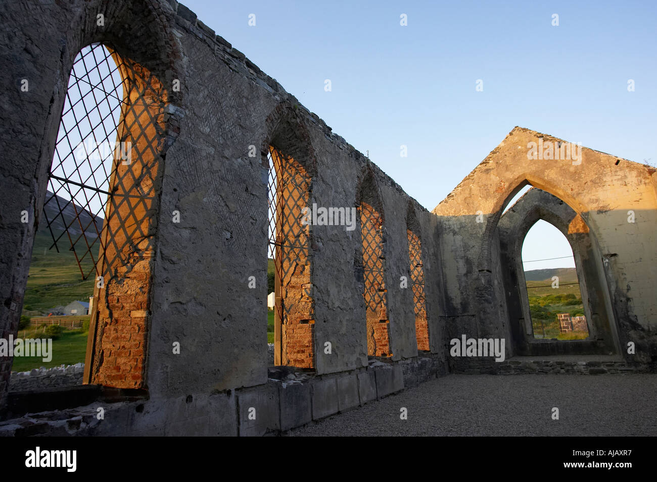 inside dunlewey church of ireland protestant church at sunset Dunlewy ...