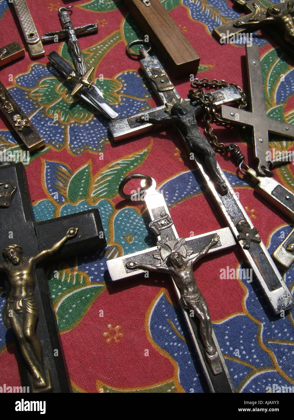 christian crosses for sale at porta portese market in rome Stock Photo ...