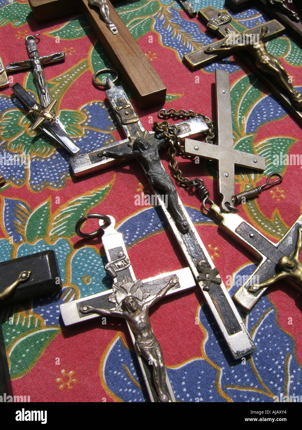 christian crosses for sale at porta portese market in rome Stock Photo ...