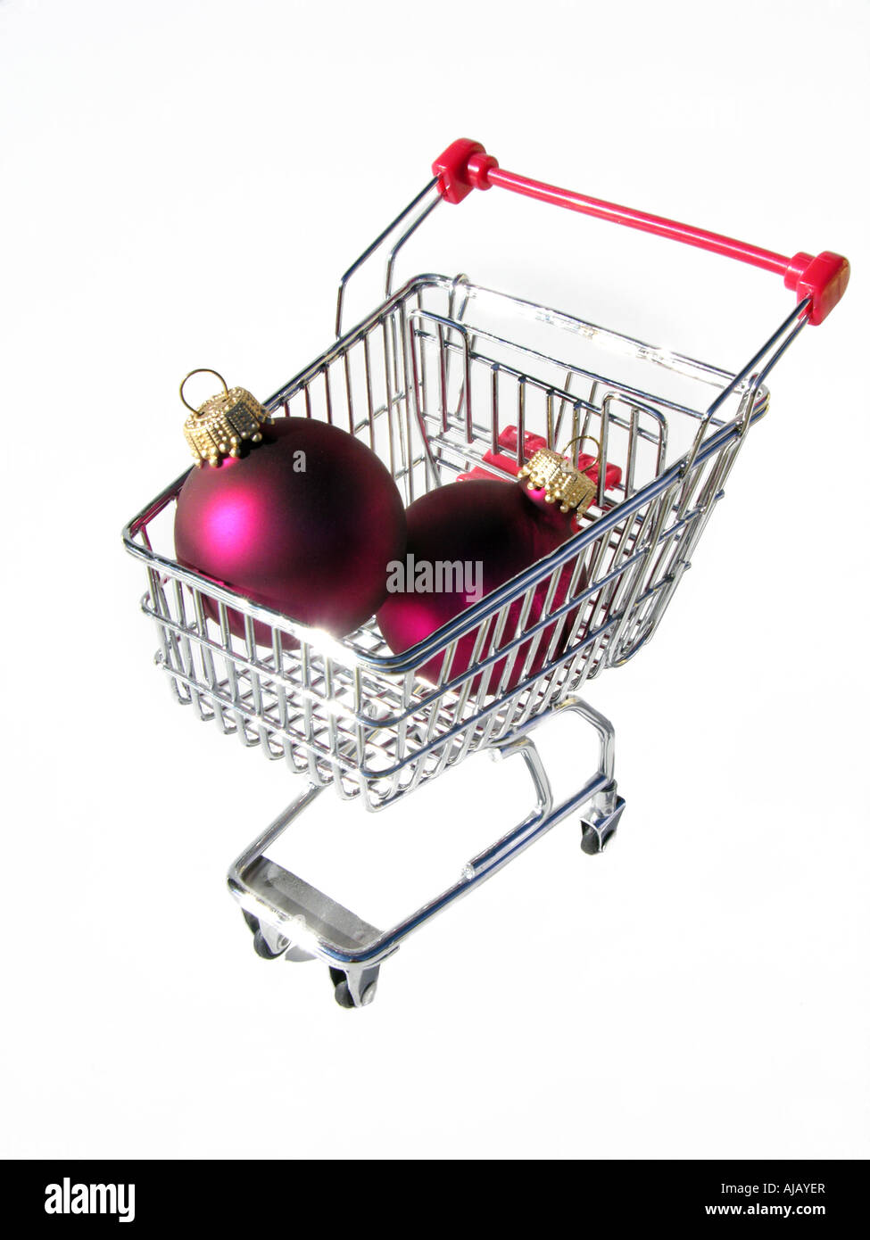Christmas Ornaments in Shopping Cart Stock Photo - Alamy