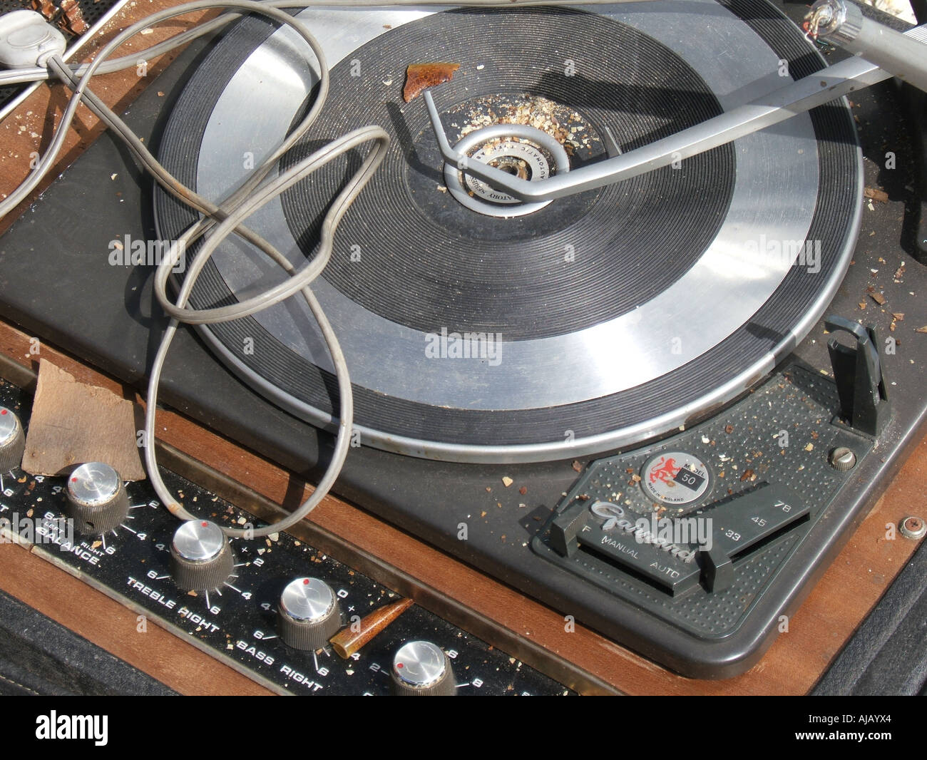old record player dumped on road Stock Photo - Alamy