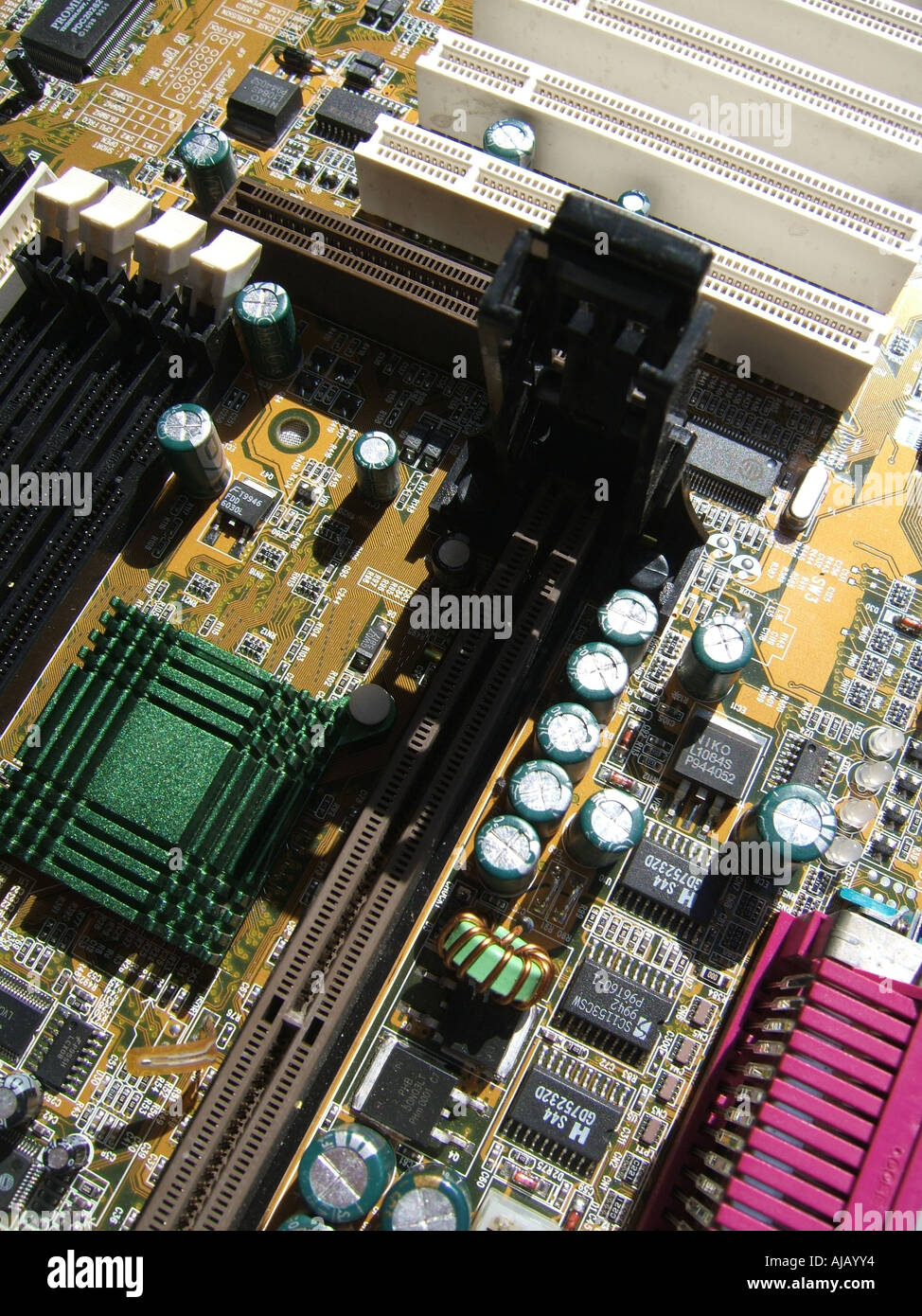 computer motherboard and chips microchips circuits Stock Photo - Alamy